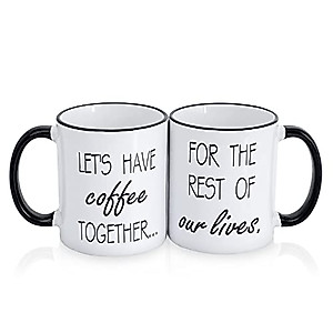 Mustry Couple Mugs Set for Him and Her, Ideal Engagement Gifts for Couples on Any Occasions Like Valentines Day Gifts, Anniversary and Wedding