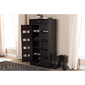 Baxton Studio Oullins Shoe Cabinet, Wenge Dark Brown