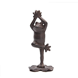 BRASSTAR Cast Iron Frog Prince Dance Statue Paperweight Fantastic Figurine Garden Lawn Home Office Desk Decor Collectible Gift PTWQ014