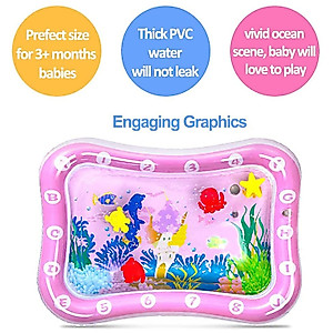 Marysay Tummy Time Mat Pink Infant Toys 3 4 5 6 7 8 9 Months Baby Gift Tummy Time Water Mat Inflatable Baby Play Mat for Newborn Girls
