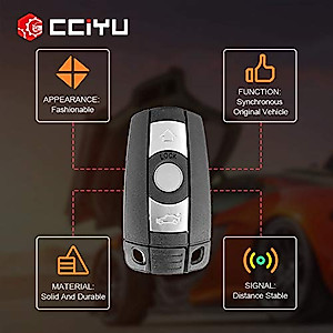 cciyu X 1 Flip Key Fob with Key Blade 3 buttons Replacement for 05 06 07 08 09 10 11 12 13 for BMW X5 X6 Z4 1 3 5 6 7 Series with FCC KR55WK49123