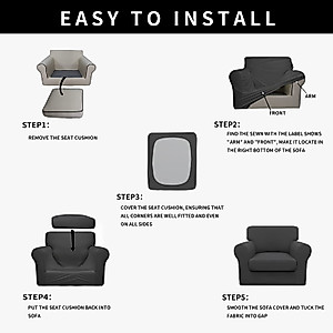 Easy-Going 100% Dual Waterproof Chair Cover Stretch Soft Couch Cover for Dogs, Sofa Slipcover for 1 Separate Cushion Couch Leakproof Furniture Protector for Kids, Pets Dark Gray