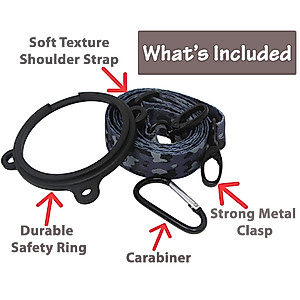 One MissionX Bottle Sling for YETI Rambler, Shoulder Strap Carrier for 64oz 46oz 36oz 26oz 18/12oz Water Bottles, Durable Accessories for Walking & Hiking (Black Camo, Rambler 12 18 26 36 46 64 oz)