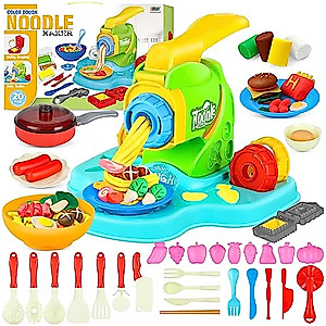 39Pcs playdough Toys Sets for Kids,Play Kitchen Creations Accessories Play Dough Tools Kit Noodle Ice Cream Maker Playset Pretend Play Food Play Dough Sets for Kids Ages 3 4 5 6 7 Birthday
