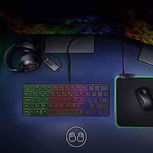 64 Keys Gaming Keyboard Mini Mechanical Illuminated Compact Ergonomic Game Waterproof Three-Color for Typist Travel Business Windows