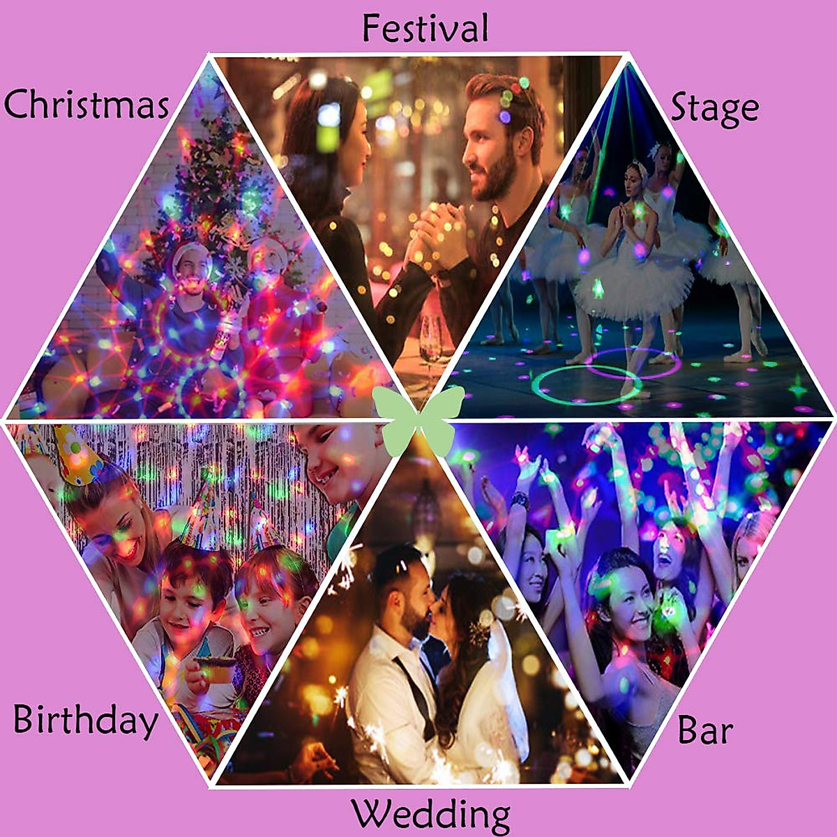 Disco Ball DJ Party Lights, Sound Activated Disco Lights with Remote Control 7 Colors RGB Projection Effects for Party Holiday KTV Bar Wedding Christmas Karaoke DJ Club