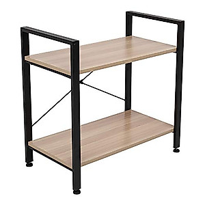 2-Tier Gray Bookshelf, Bookcase, Industrial Wood Storage Rack Open Shelves, Modern Standing Bookshelves Display Rack for Bedroom Living Room, Bookcase Shelf Storage Organizer 60 x 33 x 58.5cm
