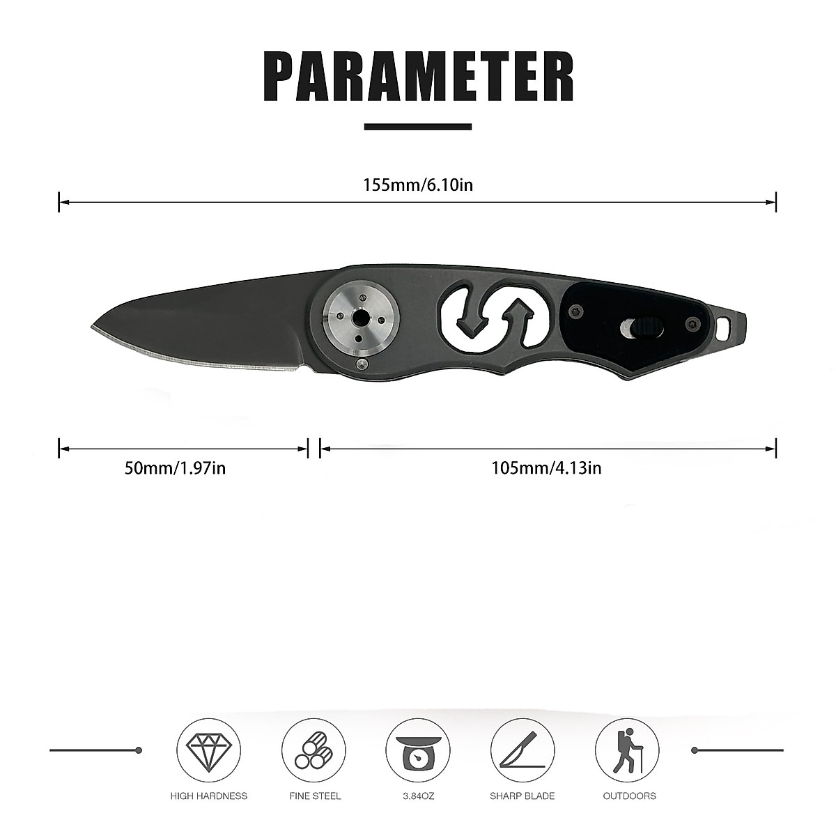 VIRENKNIFE Mini Folding Knife, Swivel Open Pocket Knife, Small EDC Knife with Pocket Clip and Glass Breaker for Men Women, Sharp Camping Survival Hiking Knife