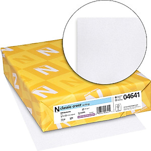 Neenah Paper 04641 CLASSIC CREST Stationery Writing Paper, 24lb, 8 1/2 x 11, Whitestone, 500 Sheets