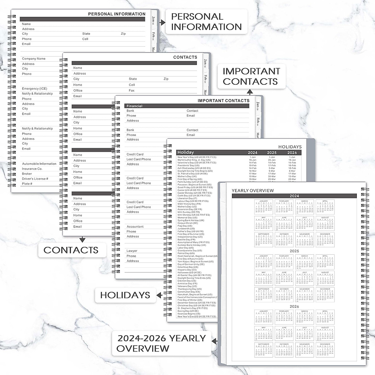 2024-2026 Monthly Planner - Monthly Planner from July 2024 to June 2026, Monthly Planner 2024-2026, 9'' x 11'' Grey