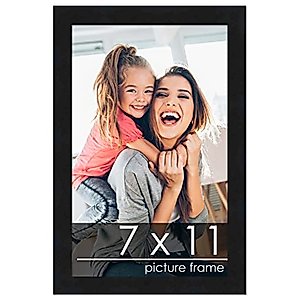 7x11 Contemporary Black Wood Picture Frame - UV Acrylic, Foam Board Backing, & Hanging Hardware Included!