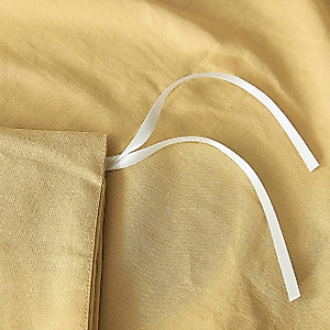 Melingo Mustard Yellow Duvet Cover Twin Size - Cotton Twin Duvet Cover Set, 1 Comforter Cover 68x90 Inches with Button Closure and 1 Pillow Shams (No Comforter)