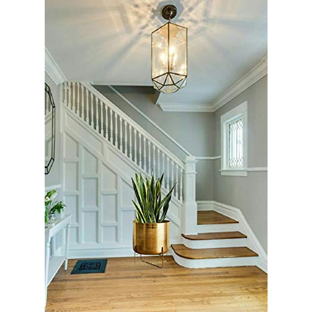 Serene Spaces Living Wide Gold Planter with Detachable Metal Stand, Decorative Indoor Planter Pot, Flower Pots Stand for Living Room, Kitchen, Office, Measures 26" Tall and 14" Diameter