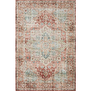 Loloi II Heidi Collection HEI-01 Area Rug 8' 6" x 11' 6" Terracotta/Aqua Rectangular 0.13" Thick