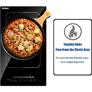 Karinear Induction Cooktop 2 Burners, 3500W 12'' Built-in Induction Stovetop with Flex Zone,Child Safety Lock, Timer, Pause, Slider Control Black Glass Electric Cooktop 220-240V Hard Wire