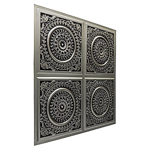 Grandma's Doilies Quartet-Faux Tin Ceiling Tile - Antique Silver 25-Pack