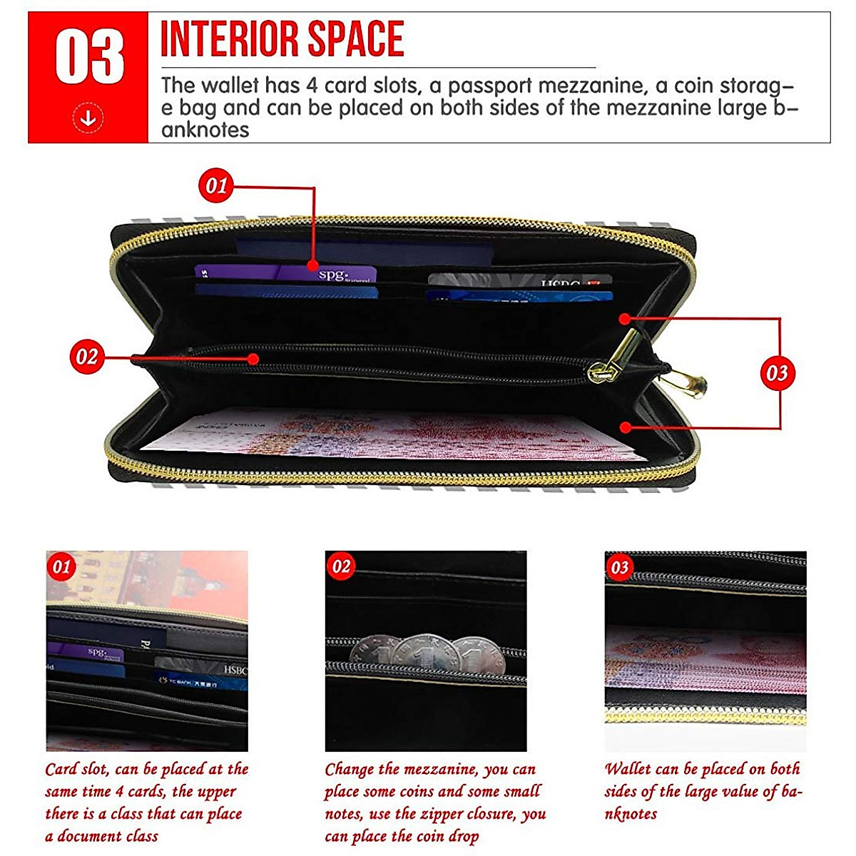 FancyPrint Pink Cute Beagle Dog Print Womens Girls Long Wallet Zip Around Purse ID Card Credit Card Holder Organizer Pouch Bag