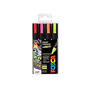 POSCA 153544858 2.5 mm Bullet Tip Waterbased Paint Marker - Assorted Colours (Pack of 4)