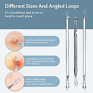 Pimple Popper Tool Kit,MENOLY 10Pcs Blackhead Remover Tools,Pimple Extractor,Acne Tools,Acne Kit for Blackhead,Blemish,Zit Removing,Whitehead Popping and Comedone Extractor Tool with Leather Bag