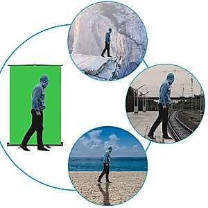 Neewer 5x6 ft/1.5x1.9m Green Screen Green Backdrop, Portable Collapsible Chromakey Background, Pull-up Style with Auto- Locking Frame, Solid Aluminium Base for Photo Video, Live Game, Tiktok Video