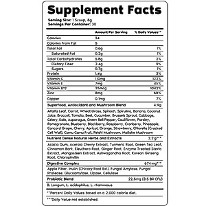 Primal Harvest Super Greens Powder, 30 Servings w/+50 Greens Superfood Chlorella, Probiotics, Green Tea, Wheatgrass, Kale, Turmeric, Green Superfood Powder for Energy - Primal Greens Green Powder