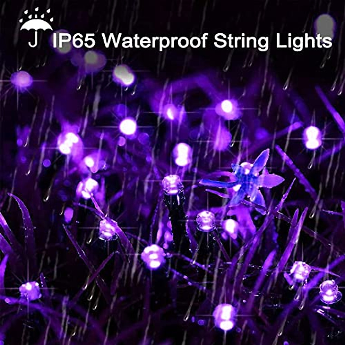 YAKEXI Christmas Solar String Lights Purple 72ft 200 LED 8 Modes Outdoor Solar Powered String Lights Waterproof Solar Fairy Lights for Tree Garden Fence Balcony,Outdoor Christmas Decoration Lights