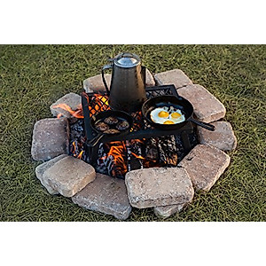 Amazon Basics Medium Portable Folding Camping Grill Grate - 18 x 12 x 7 Inches, Black Steel