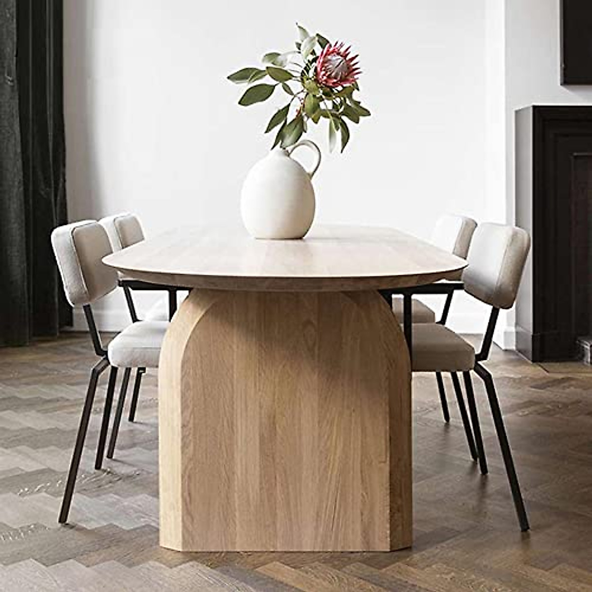 BAYCHEER Vintage Solid Wood Top Oval Dinette Table Wood Base Dining Table for Living Room - Natural Wood 47.2" L x 23.6" W x 29.5" H (Table Only)