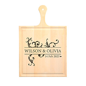 Personalized Cutting Board | Custom Cutting Board | Custom Cheese Board | Personalized Steak Board | Couple Cutting Board | Wedding Cutting Board (With Handle)