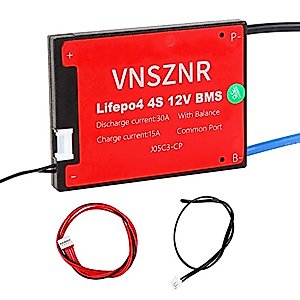 VNSZNR LiFePO4 BMS 4S 12V 30A Lithium Iron Phosphate Battery Management System PCB Protection Board with Balance Leads Wires for LiFePO4 3.2V Cells Battery Pack