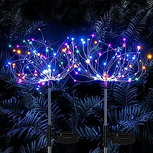 Nantala Solar Firework Lights, Outdoor Solar Garden Lights Waterproof,8 Lighting Modes 120 LED Twinkling and Steady, Suitable for Gardens, courtyards, Parties, Flowerbed (2 Pack, Colorful)