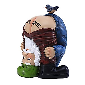 RINPOX Dwarf Yard Decoration Outdoor - Inverted Welcome Dwarf Resin Garden Statue, Outdoor Patio Decoration for Garden, Yard and Lawn