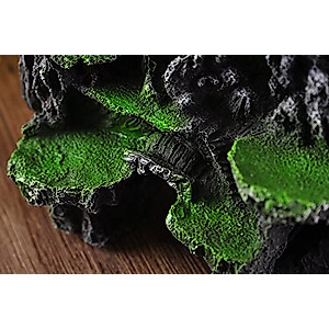 IBWell Aquarium Ornament Rock Cave Landscape, Artificial Mountain Hill View Stone with Moss, Fish Tank Decoration