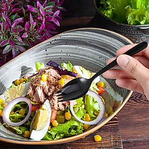 Sporks, 4 Pcs Food-grade Stainless Steel Salad Forks 5.9 Inch Reusable Metal 2 In 1 Long Handle Spork Flatware Set for Dessert, Ice Cream, Salad, Fruit, Appetizer, Noodles Household Use or Camping