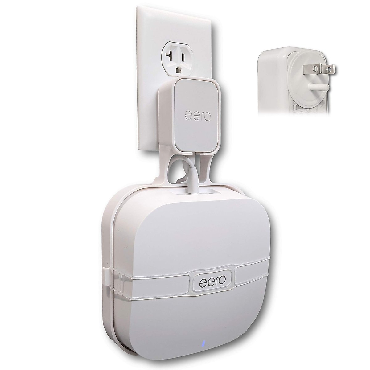 The eero Pro Genie for eero Pro 6/6E Wall Mount Outlet Holder Stand (1-Pack) | Low Profile | Open Access | Multiple Install Options | Reinforced Support | Horizontal Outlets | Does Not Include Router