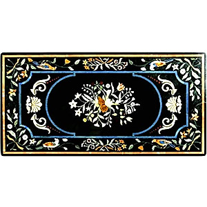 48 x 24 Inch Marble Dining Table, Eating Table, Breakfast Table, Dinner Table, Marble Patio Table, Rectangle Table, Garden Decor Table