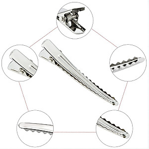 50 Pack 2.36 inches Hair Clips, Marrywindix Silver Metal Alligator Hair Pins Teeth Bows Hair Clips Hairdressing Salon Hair Grip DIY Accessories Hairpins for Women, Girls and Hairdresser Sliver