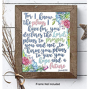 Jeremiah 29 11 Wall Art - For I Know the Plans I Have for You - Christian Inspirational Wall Decor - Religious Wall Art - Bible Verse Gifts - Catholic Wall Decor for Women - Scripture Wall Art