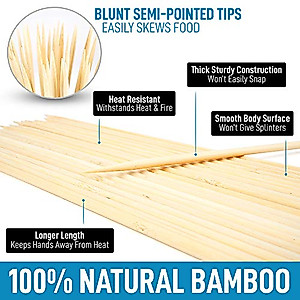 Zulay Kitchen Authentic Bamboo Marshmallow Smores Sticks - 40 Extra Long 30" Roasting Sticks - 5mm Heavy-Duty Bamboo Skewers - Thick Smore Sticks - Ideal for Grilling - Marshmallow Sticks Camping