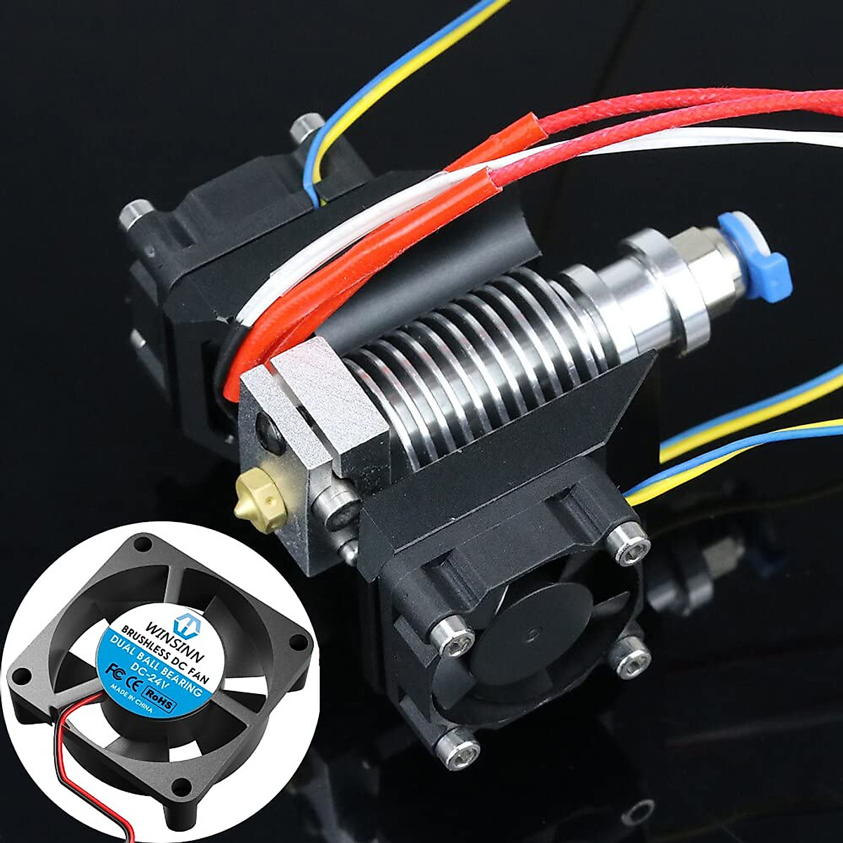 WINSINN 30mm Fan 24V, 3D Printer Micro 24 Volt Fans 3010 Dual Ball Bearing, Brushless Cooling 30mmx10mm 2PIN (Pack of 5Pcs)