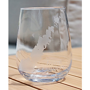 Door County Map Engraved Stemless Wine Glasses (Set of 2)