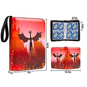 GEAoffice 4-Pocket Binder for Trading Cards with 50 Removable Sheets Holds 400 Cards, Card Book Collector Album Folder for Yugioh, MTG, TCG, Trading Card Holder with Zipper-Toys Gifts for Girls