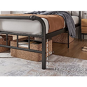 FSCHOS Twin-XL-Bed-Frames-with-Headboard & Footboard, 14 Inch High, Metal Platform XL-Twin-Bed-Frame, Premium Steel Heavy Duty Bed Frame No Box Spring Needed, Easy Assembly, Black
