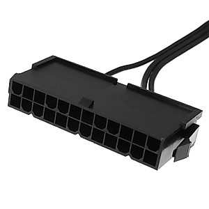 SQXBK 24-Pin Female ATX PSU Power Supply Starter On/Off Switch Jumper Bridge with Braided Cable and Red Light