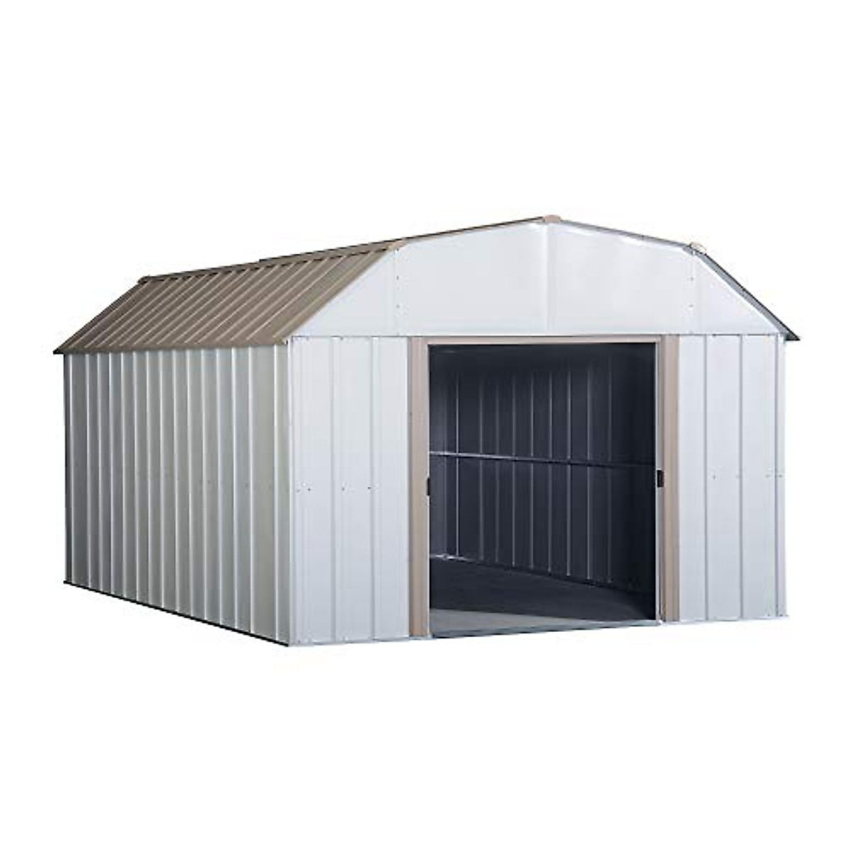Arrow Shed LX1014 10 x 14 ft. Barn Style Galvanized Taupe/Eggshell Steel Storage Shed