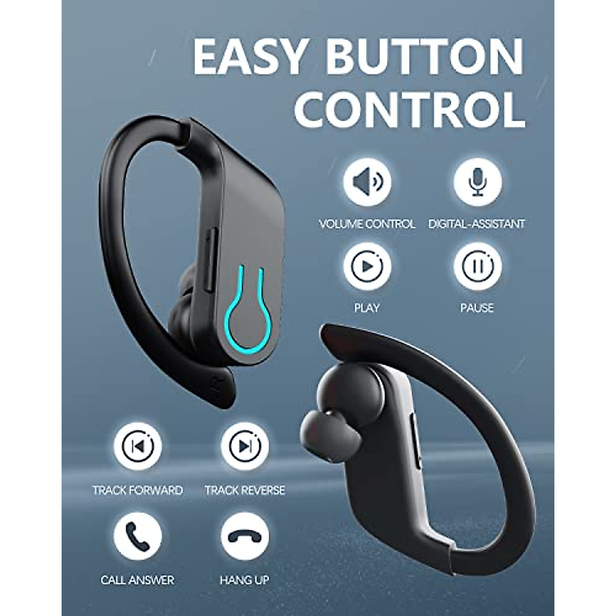 Wireless Bluetooth Earbuds 120H Playtime Bluetooth 5.3 Ear Buds for Sports, Hi-fi Stereo Earphones with LED Display Charging Case, Headphones for Running/Workout Audifonos Bluetooth inalambricos