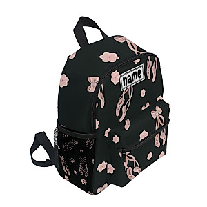 Glaphy Custom Kid's Name Backpack, Pink Ballerina Shoes Toddler Backpack for Daycare Travel, Personalized Name Preschool Bookbags for Boys Girls