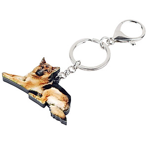 NEWEI Acrylic German Shepherd Dog Keychains Animal Purse Car Accessories For Women Girls Charms Pets Gift