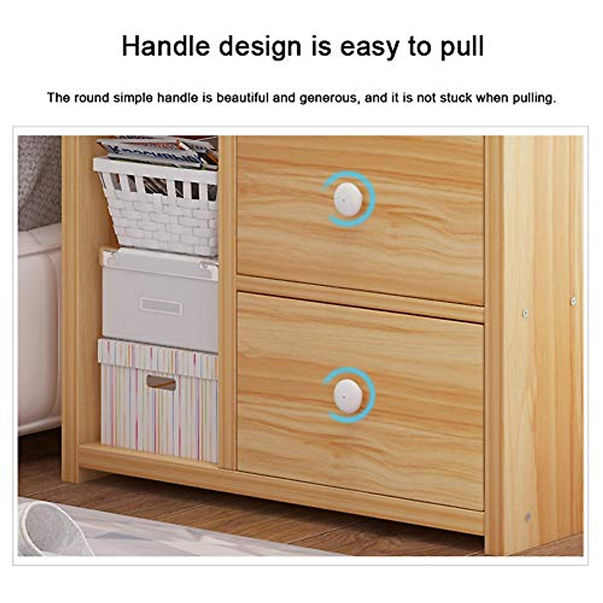 Solid Wood Nightstand Wooden with 2 Storage Drawers and Handles Bedroom Living Room End Table Side Table for Living Room Bedroom Office Nightstand Lamps for Bedroom