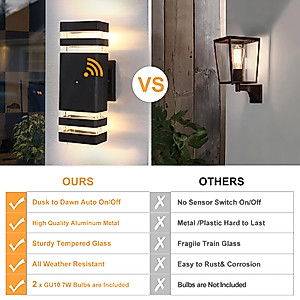 BOXCUPIN Dusk to Dawn Led Outdoor Lighting 2 Pack, 3000K Warm White Exterior Light Fixture, Aluminum Sensor Waterproof Outdoor Lights for House Porch Hallway Patio Garage (BXOWLS6)